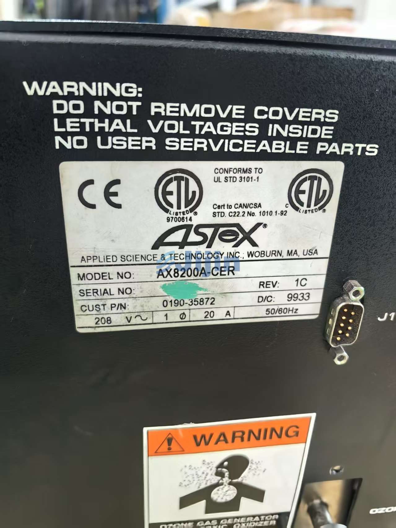 AS IS MKS ASTEX AX8200A-CER OZONE GENERATOR - Jijin Semiconductor ...